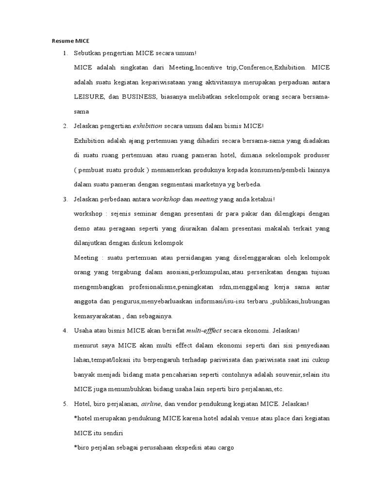 Pengertian dan Fungsi MICE dalam Pariwisata | PDF | Bisnis