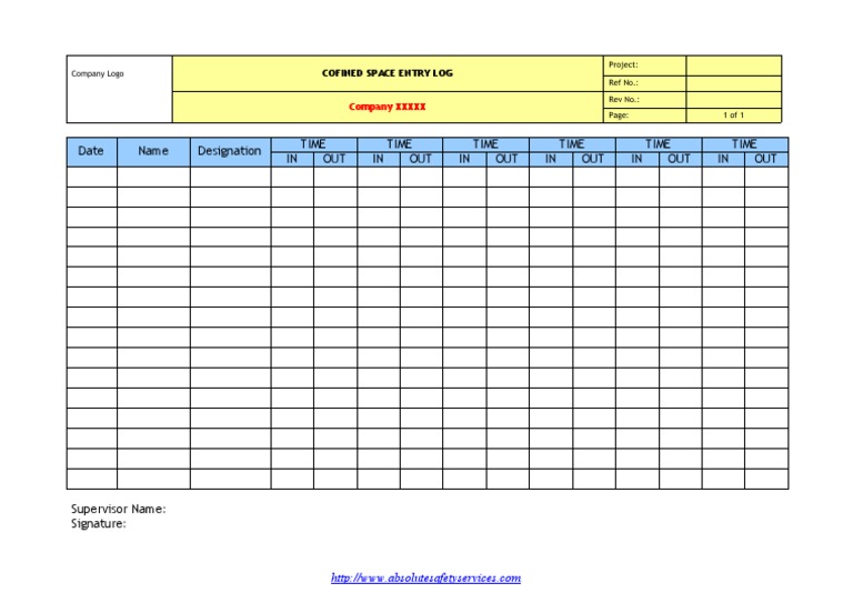 Confined Space Entry Log | PDF