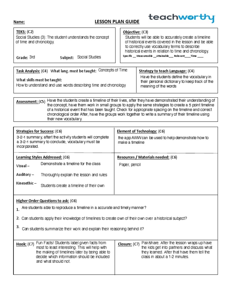 Lesson Plan Guide LPG 1 | PDF | Lesson Plan | Vocabulary