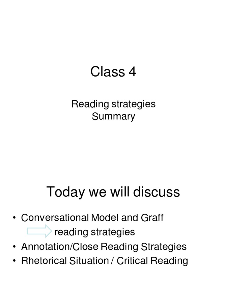 Class 4 Reading Strategies - Summary | PDF | Massive Open Online Course ...