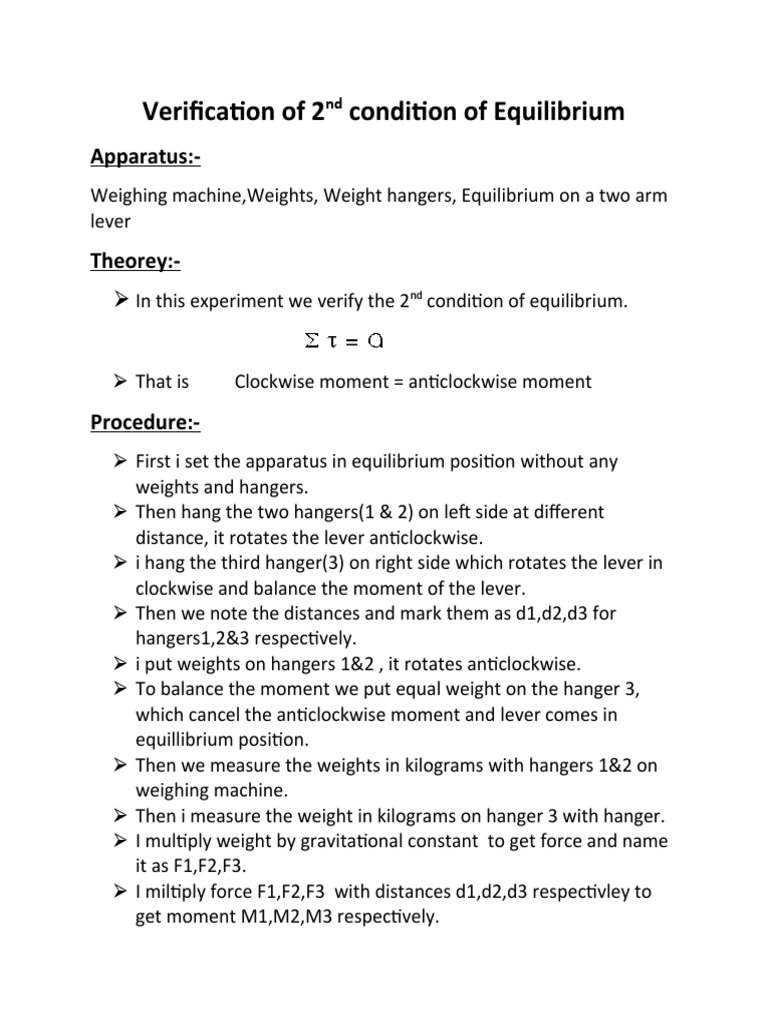 Verification of 2nd Condition of Equilibrium | PDF