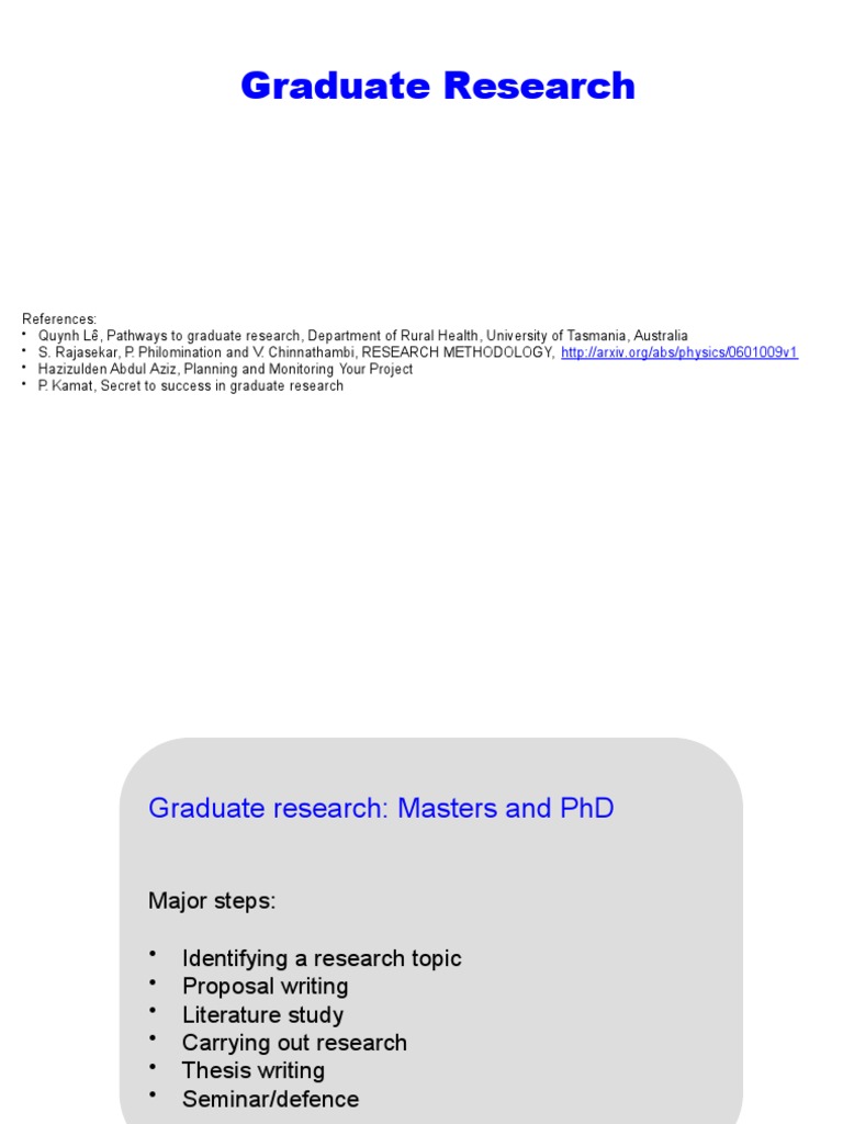 5 - Graduate Research | PDF | Thesis | Doctor Of Philosophy