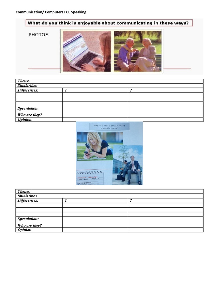 Theme: Similarities Differences: 1 2: Communication/ Computers FCE ...