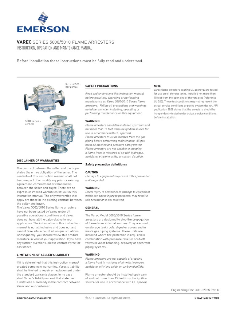 Instruction, Operation and Maintenance Manual: Varec Series 5000/5010 ...