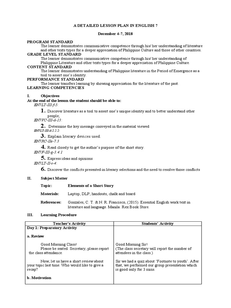 DLP Footnote - 2 | PDF | Plot (Narrative) | Lesson Plan