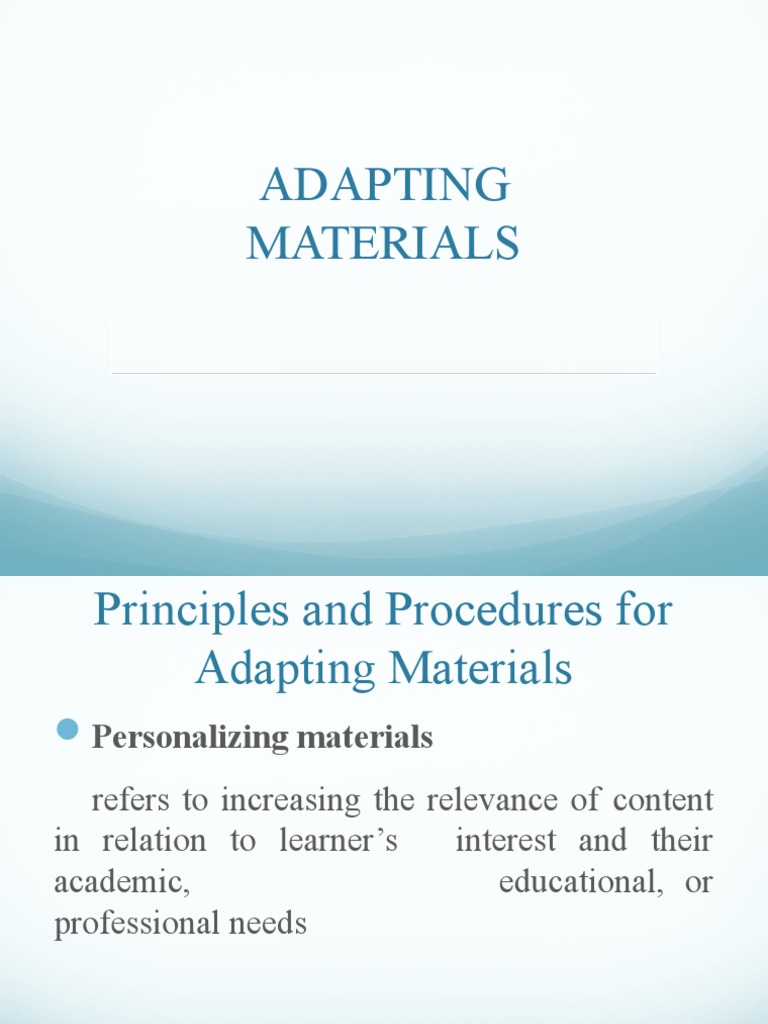 Adapting Materials | PDF | Textbook | Teachers