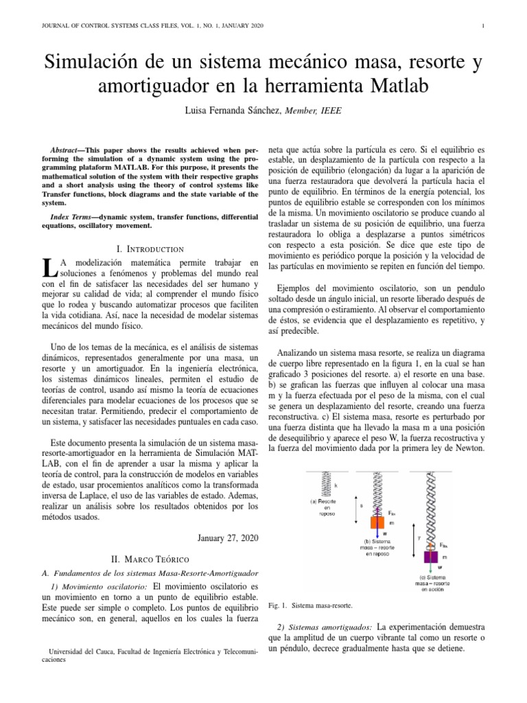 Simulaci N de Sistema Mra en MATLAB | PDF | Fuerza | Masa
