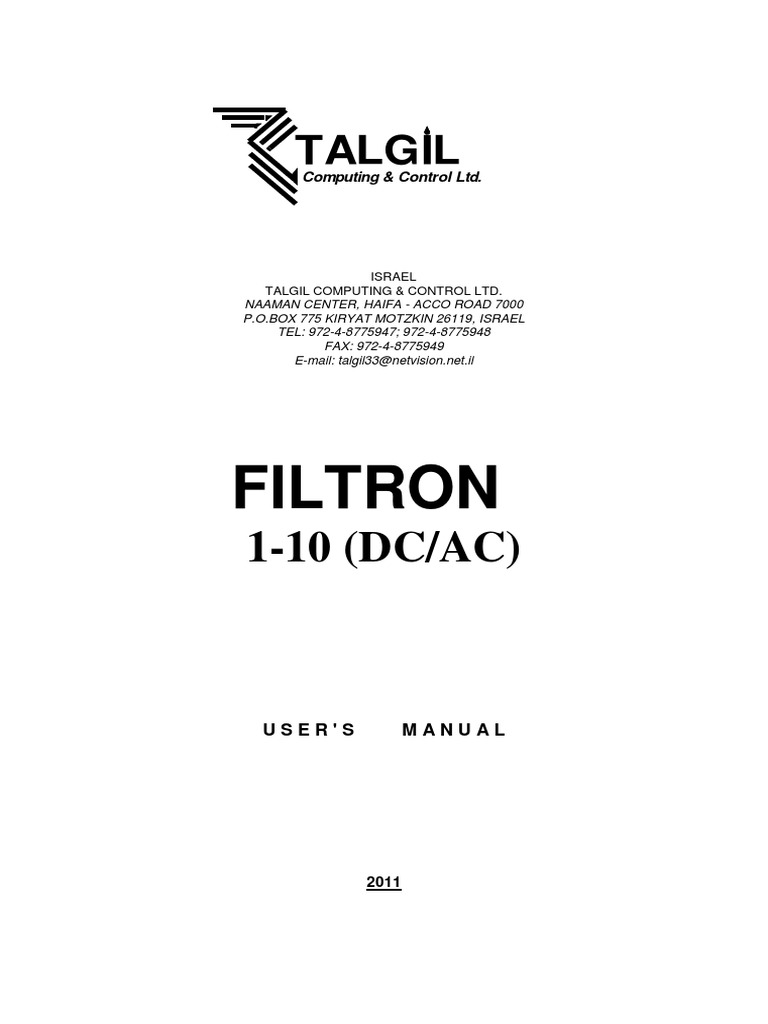 FILTRON 1-10 User Manual ENG | PDF | Vacuum Tube | Alternating Current