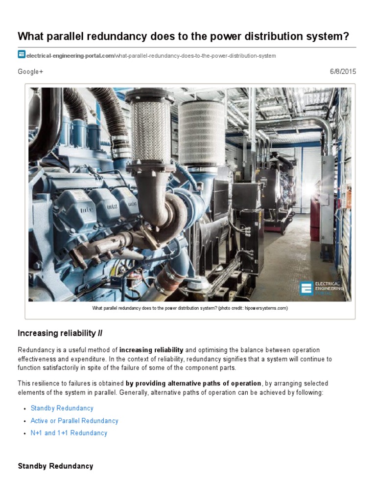 Parallel Redundancy in Power Systems | PDF | Reliability Engineering ...