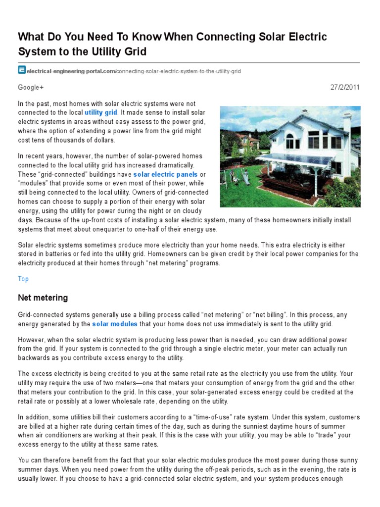 What Do You Need To Know When Connecting Solar Electric System To The ...