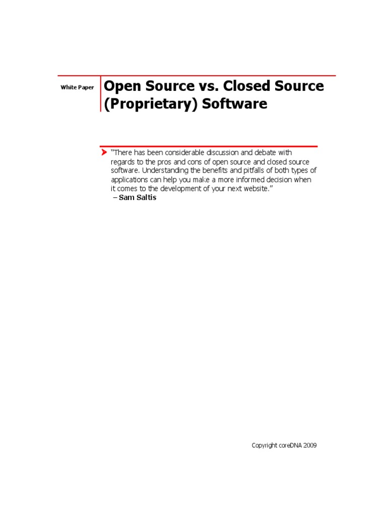 Open Source vs. Closed Source (Proprietary) Software: White Paper | PDF ...