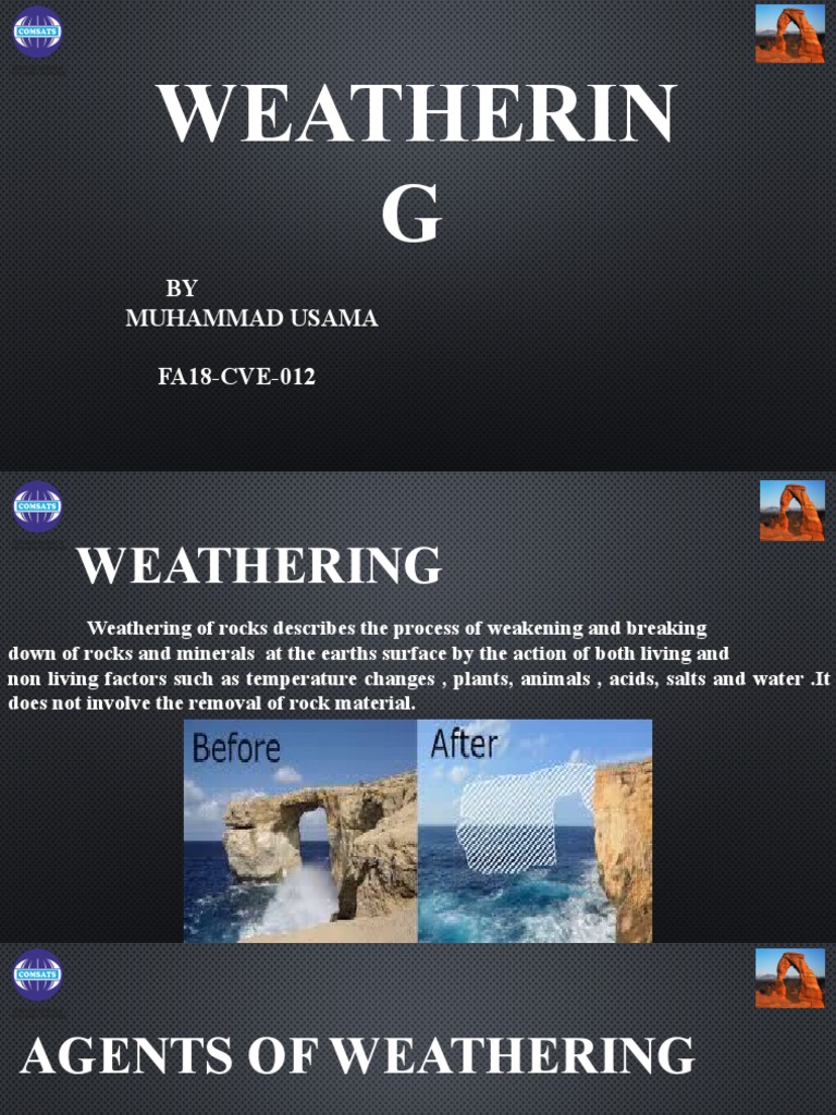 Weatherin G: BY Muhammad Usama FA18-CVE-012 | PDF | Weathering | Erosion