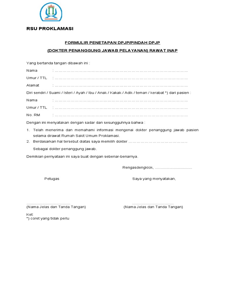 Formulir Penetapan DPJP | PDF