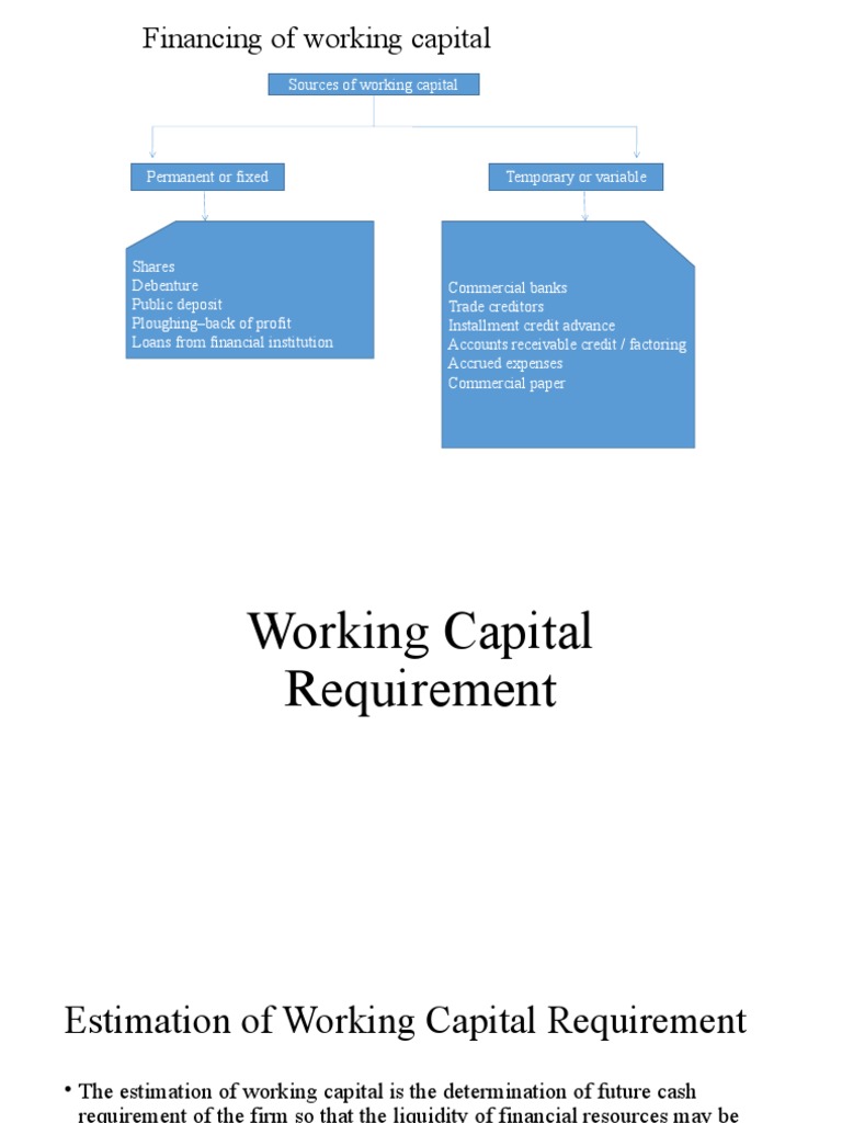 Working Capital Requirement | PDF | Working Capital | Credit