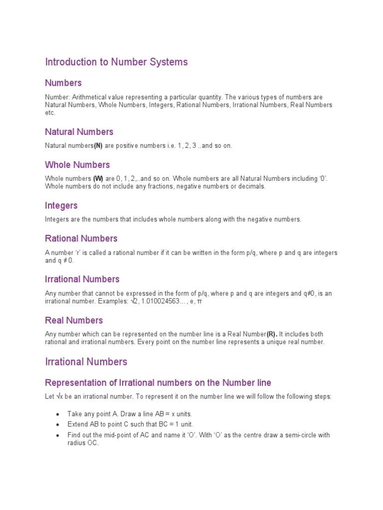 Introduction To Number Systems | PDF | Numbers | Integer