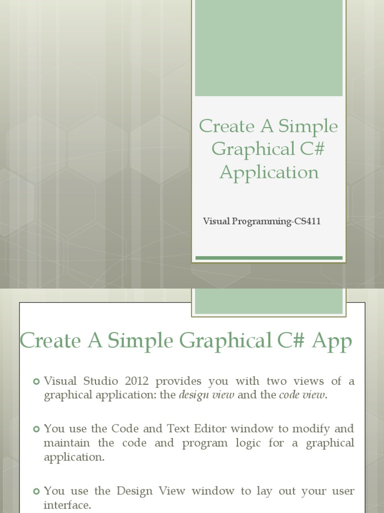 Create A Simple Graphical App in CSharp Quickly in Less Time | PDF