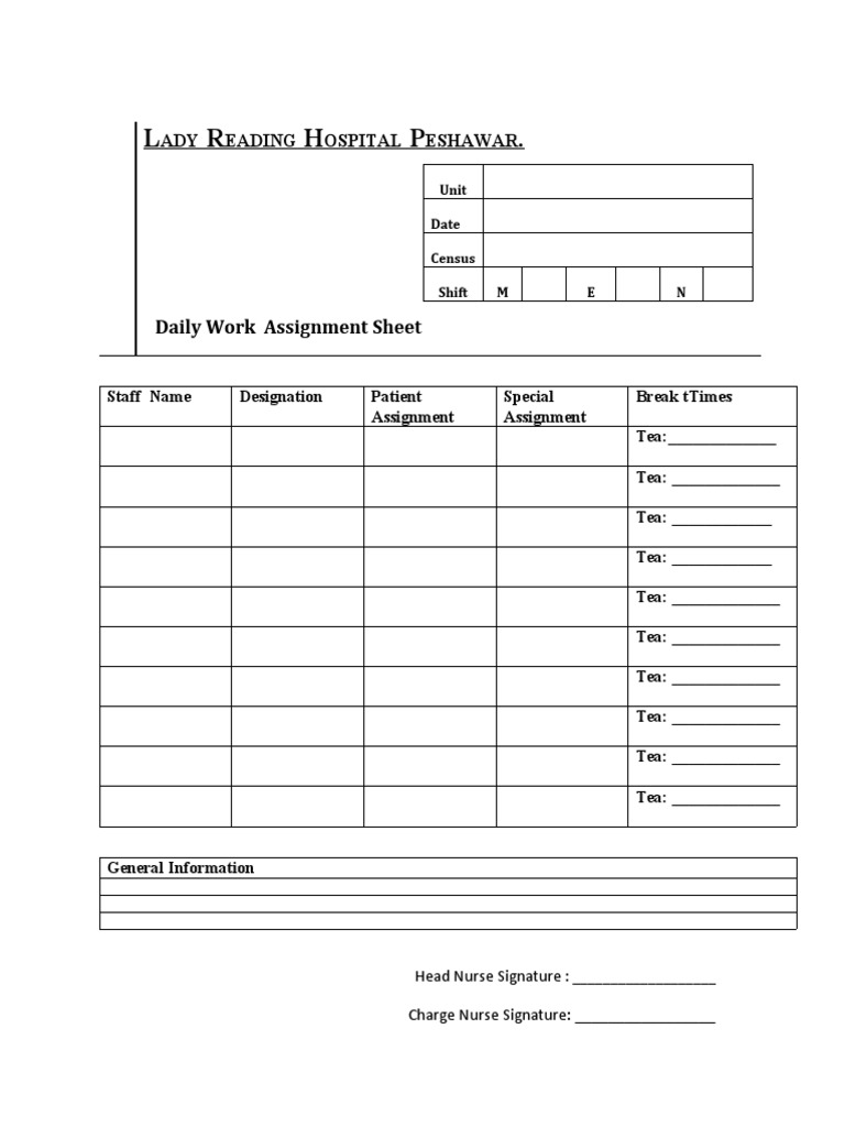 L R H P .: Daily Work Assignment Sheet | PDF