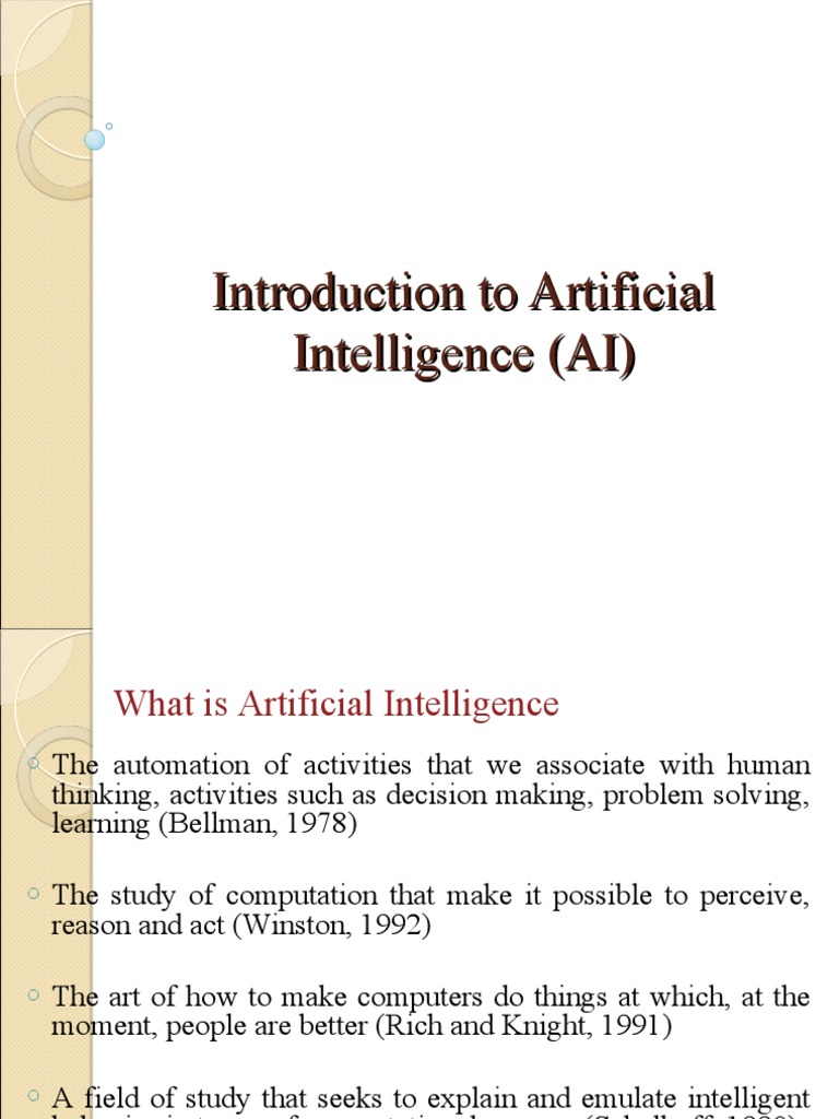 Introduction To Artificial Intelligence (AI) | PDF | Artificial ...