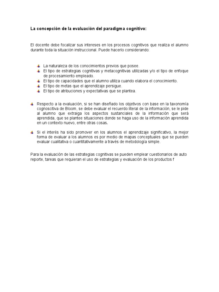 La Concepción de La Evaluación Del Paradigma Cognitivo | PDF | Crecimiento personal y profesional