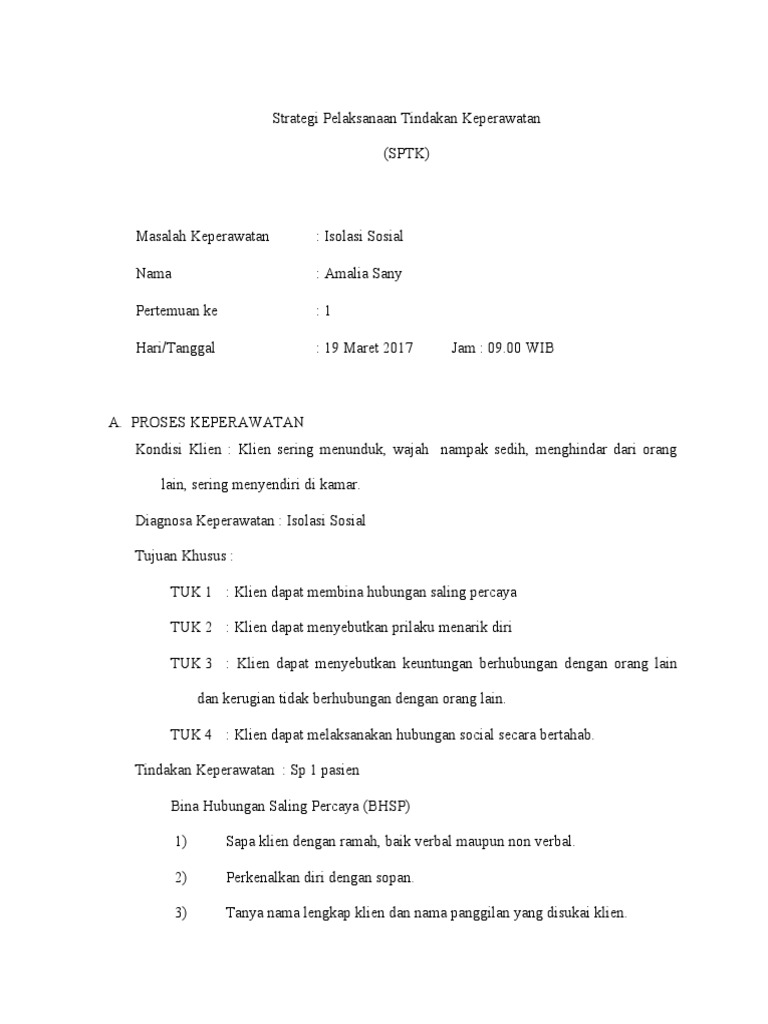 SPTK Isolasi Sosial | PDF