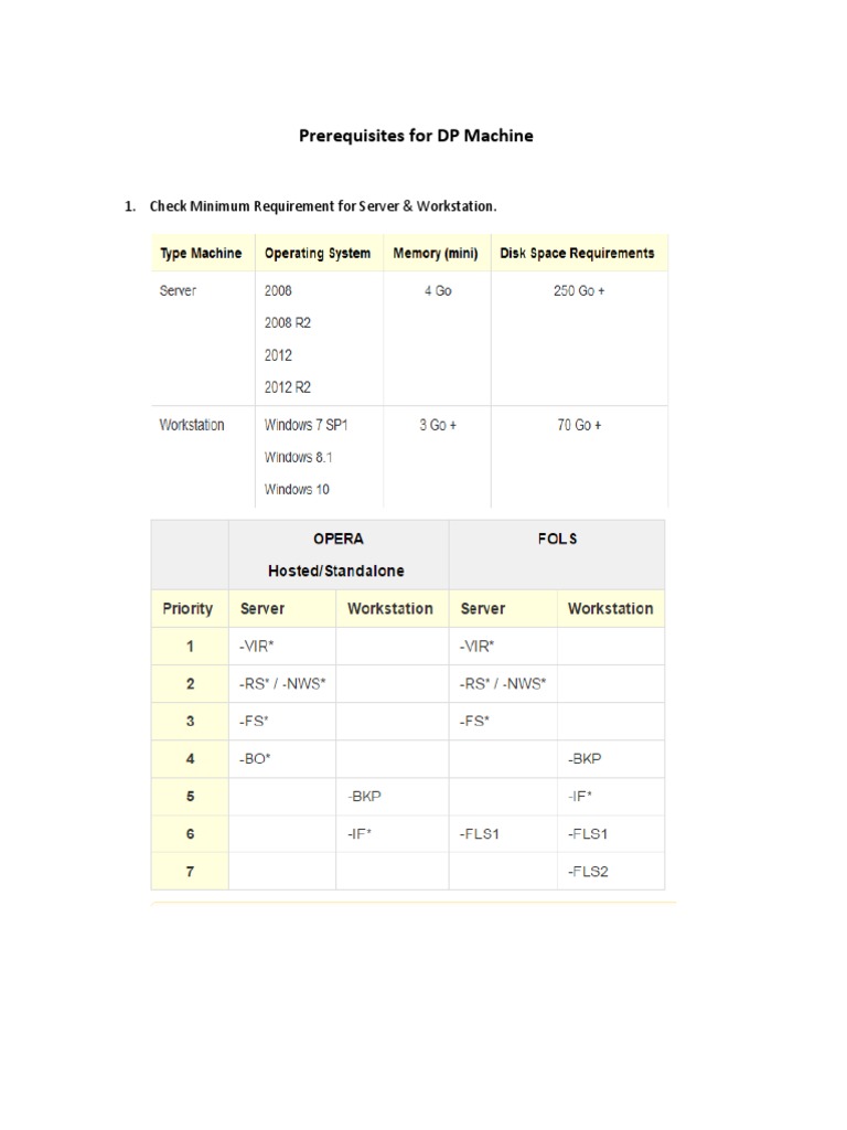 Prerequisites For DP Machine | PDF