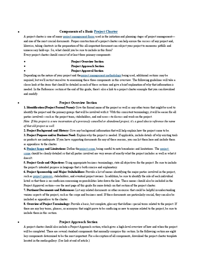 Components of A Basic Project Charter | PDF | Product Lifecycle ...