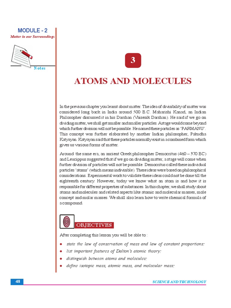 Intro to Atoms & Molecules | PDF | Mole (Unit) | Proton