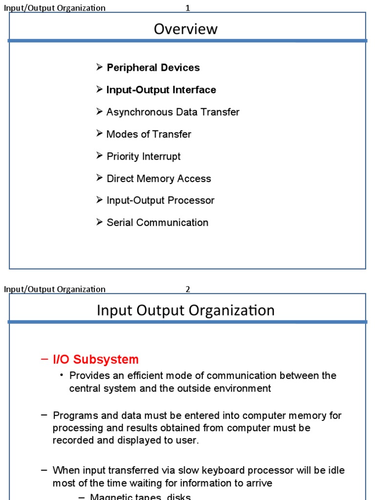 Input-Output Organization | PDF | Input/Output | Computer Data Storage