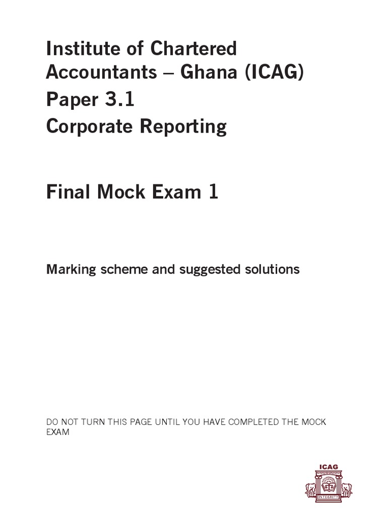 Institute of Chartered Accountants - Ghana (ICAG) Paper 3.1 Corporate ...
