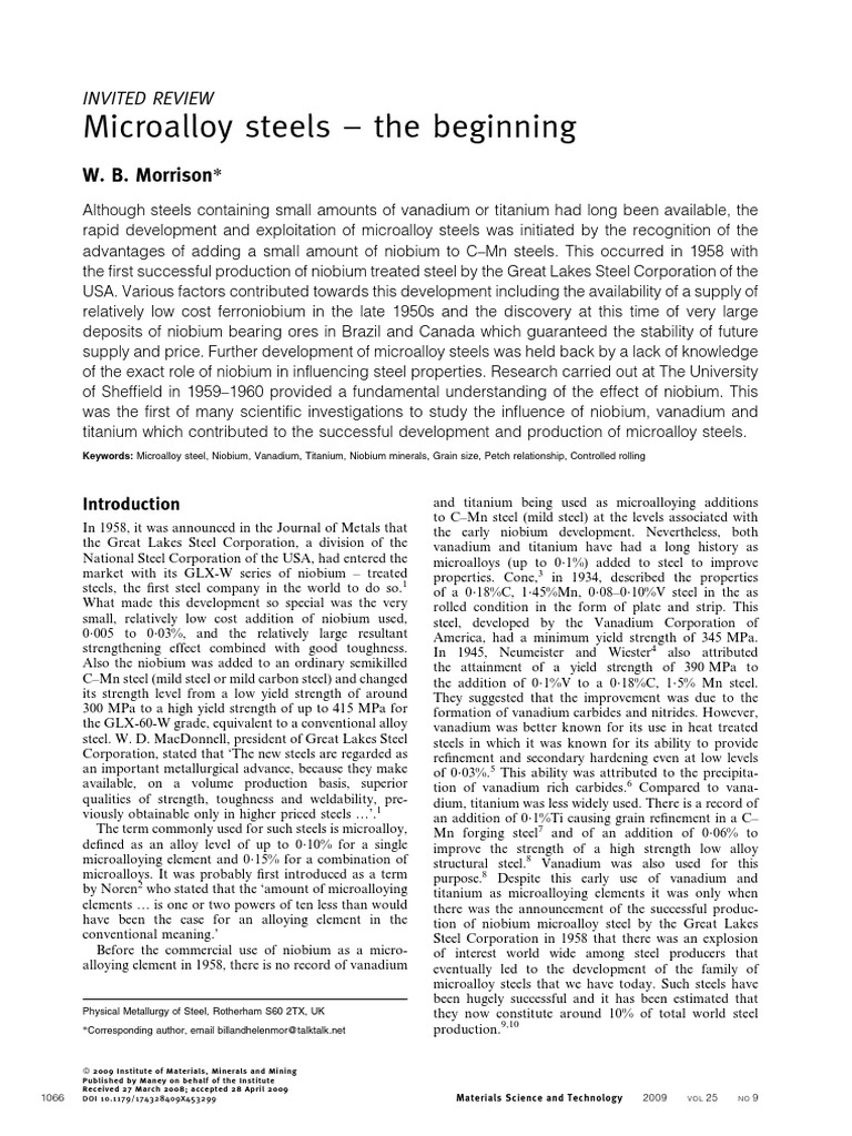 Microalloy Steels - The Beginning Morrison2009 | PDF | Crystallite | Steel