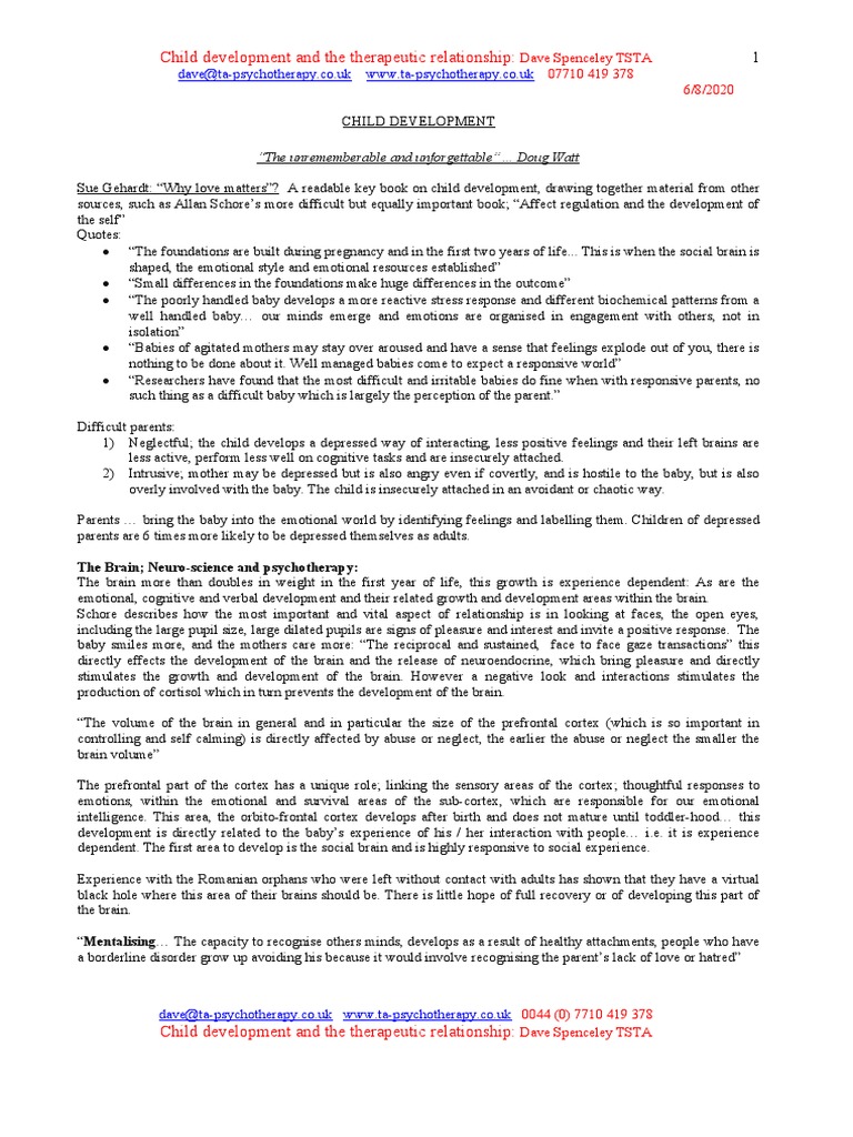 Child Development | PDF | Attachment Theory | Schema (Psychology)