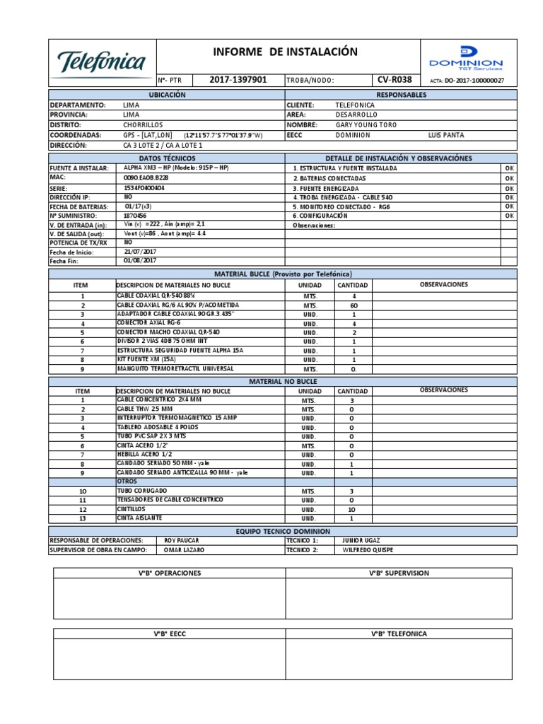 Acta CVR038 | PDF | Equipo de telecomunicaciones | Tecnología de ...