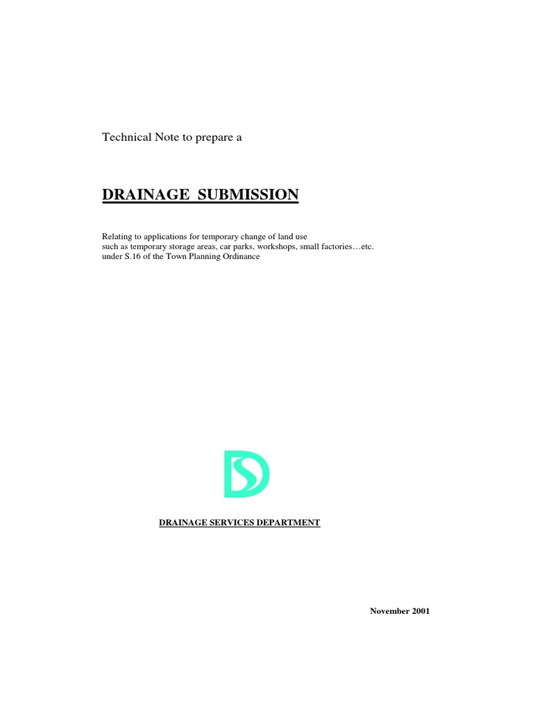 Drainage Submission: Technical Note To Prepare A | PDF | Flood | Drainage