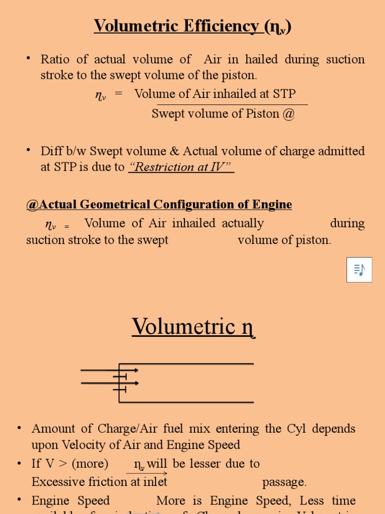 Volumetric Efficiency (ɳ) : @actual Geometrical Configuration of Engine ...