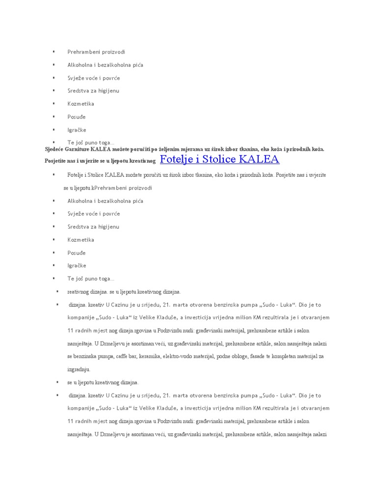 Fotelje I Stolice KALEA | PDF