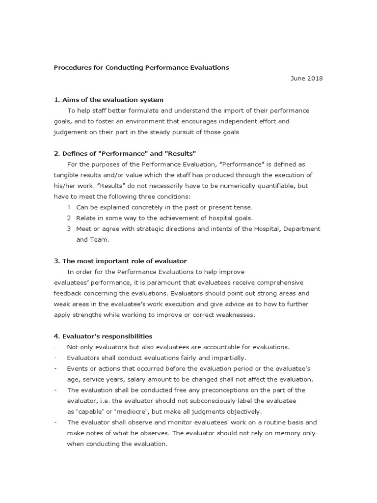 Procedures For Conducting Performance Evaluations | PDF | Performance ...