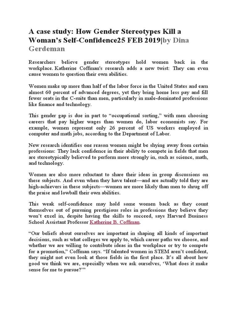 How Gender Stereotypes Distort Women's Self-Confidence and Limit Their ...