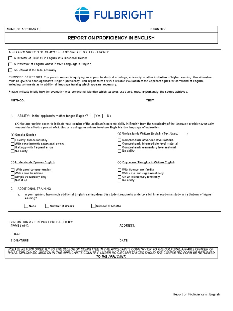 English Proficiency Evaluation Report | PDF | English Language ...