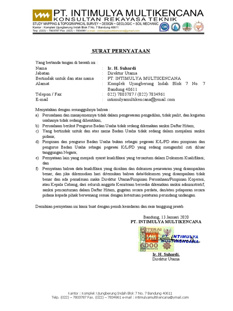 Surat Pernyatan | PDF