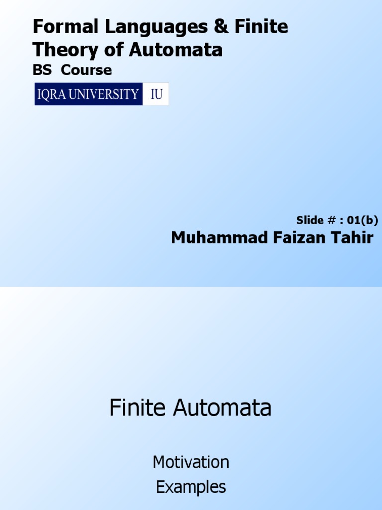 Formal Languages & Finite Theory of Automata: BS Course | PDF | String (Computer Science ...