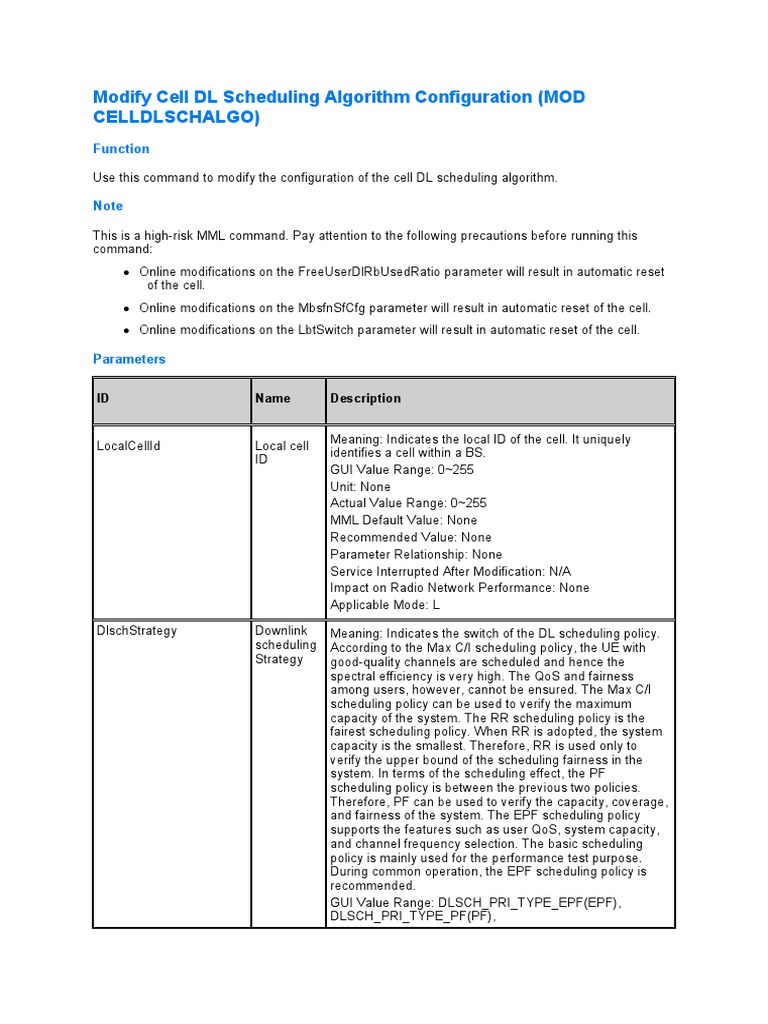 Mod Celldlschalgo Modify Cell Dl Scheduling Algorithm Configuration Pdf Scheduling 2856