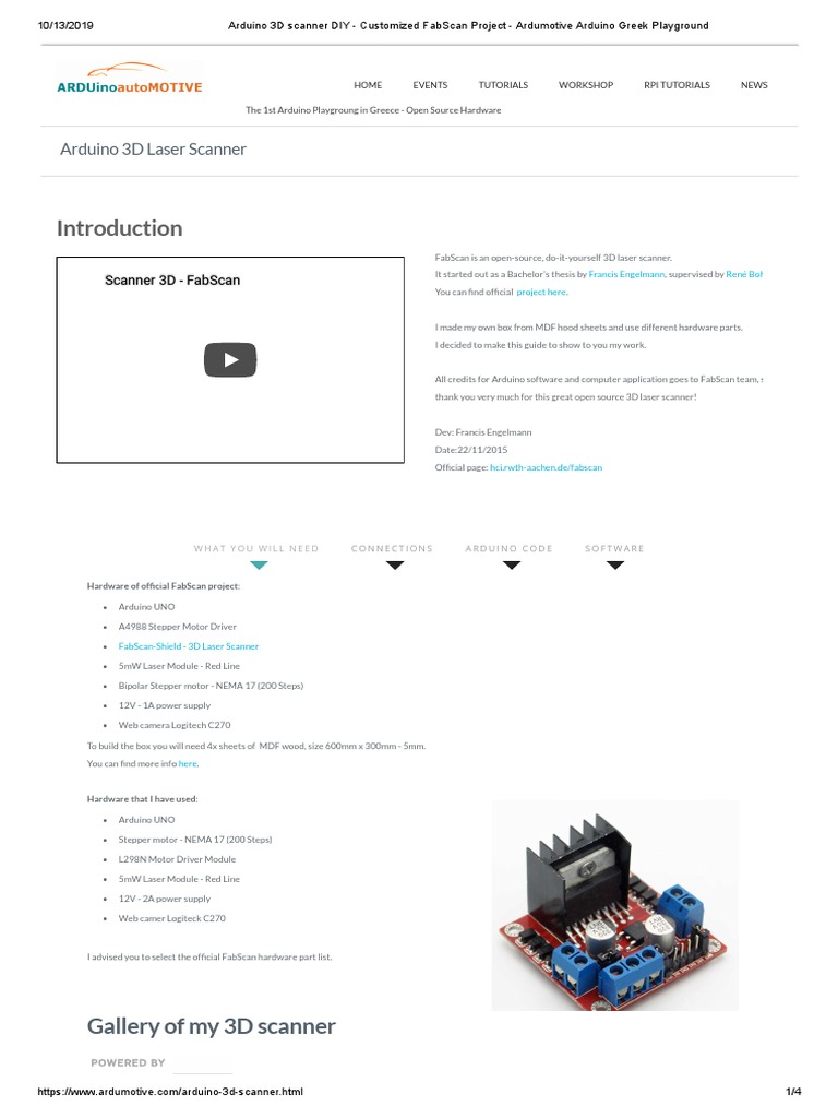 Arduino 3D Scanner DIY - 1 | PDF | Image Scanner | Arduino