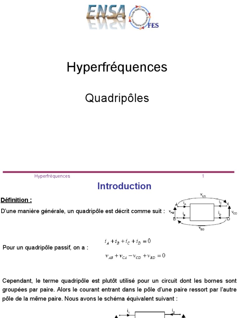 Chapitre 1 Quadripoles | PDF | Matrice (Mathématiques) | Impédance ...