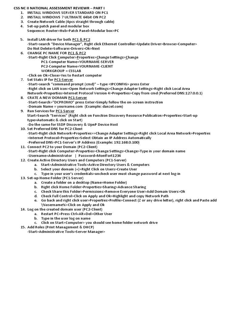 Css NC Ii National Assessment Reviewr - Part I | PDF | Ip Address ...