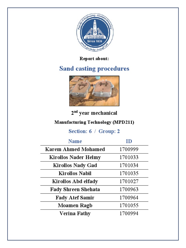 Final Report PDF | PDF | Casting (Metalworking) | Process Engineering