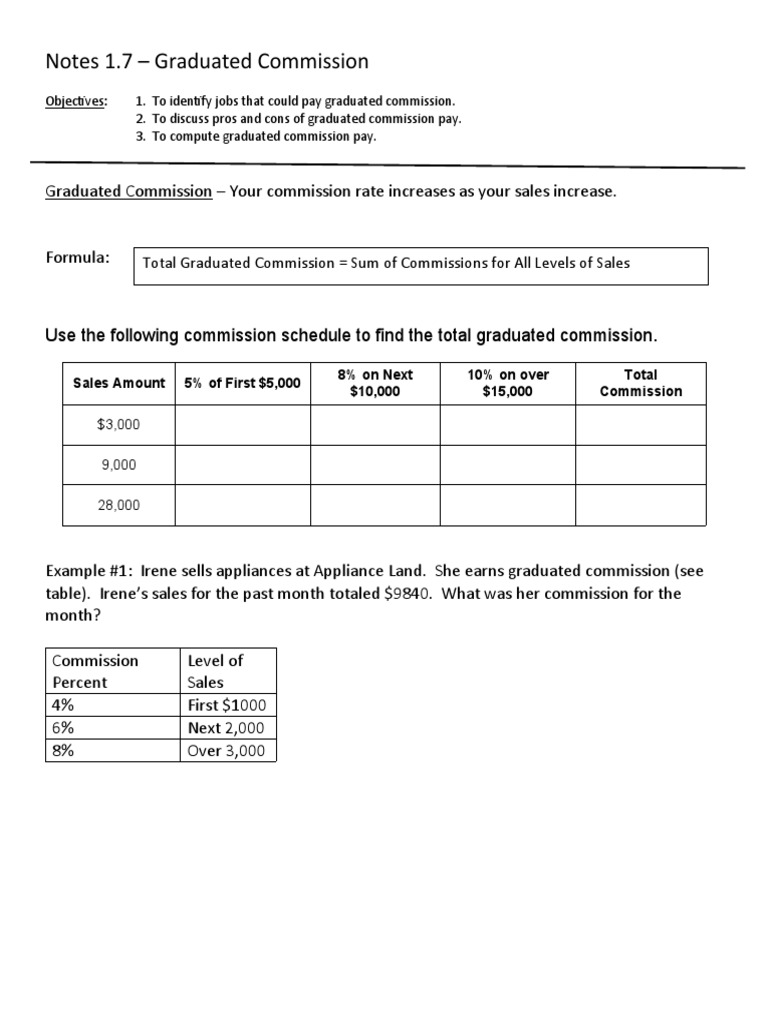 PF Notes 1.7 Graduated Commission | PDF