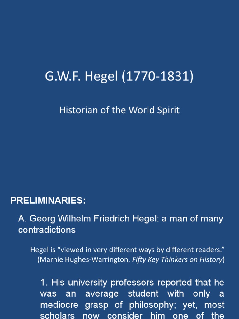 G.W.F. Hegel (1770-1831) : Historian of The World Spirit | PDF | Georg ...