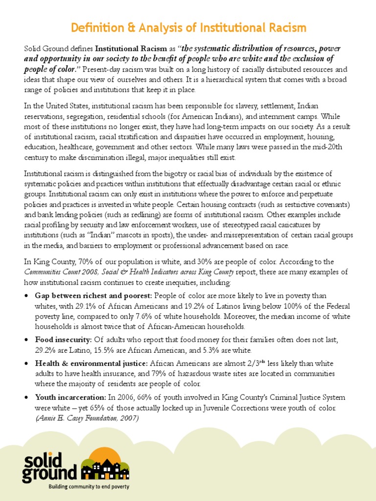 Definition & Analysis of Institutional Racism | Download Free PDF ...