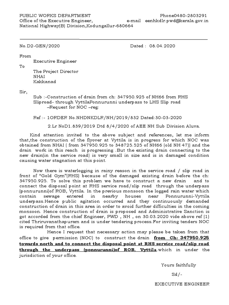 Letter To NHAI - KDLR | PDF | Transport | Nature