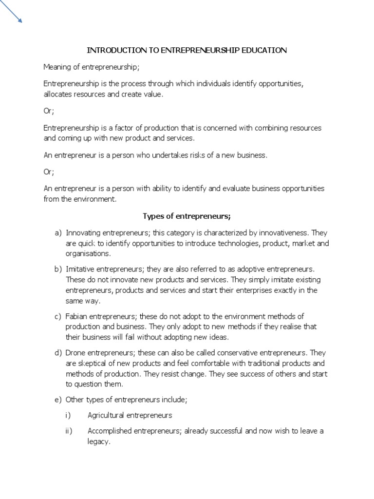 Entrepreneurship Notes S.5 | PDF | Entrepreneurship | Motivation